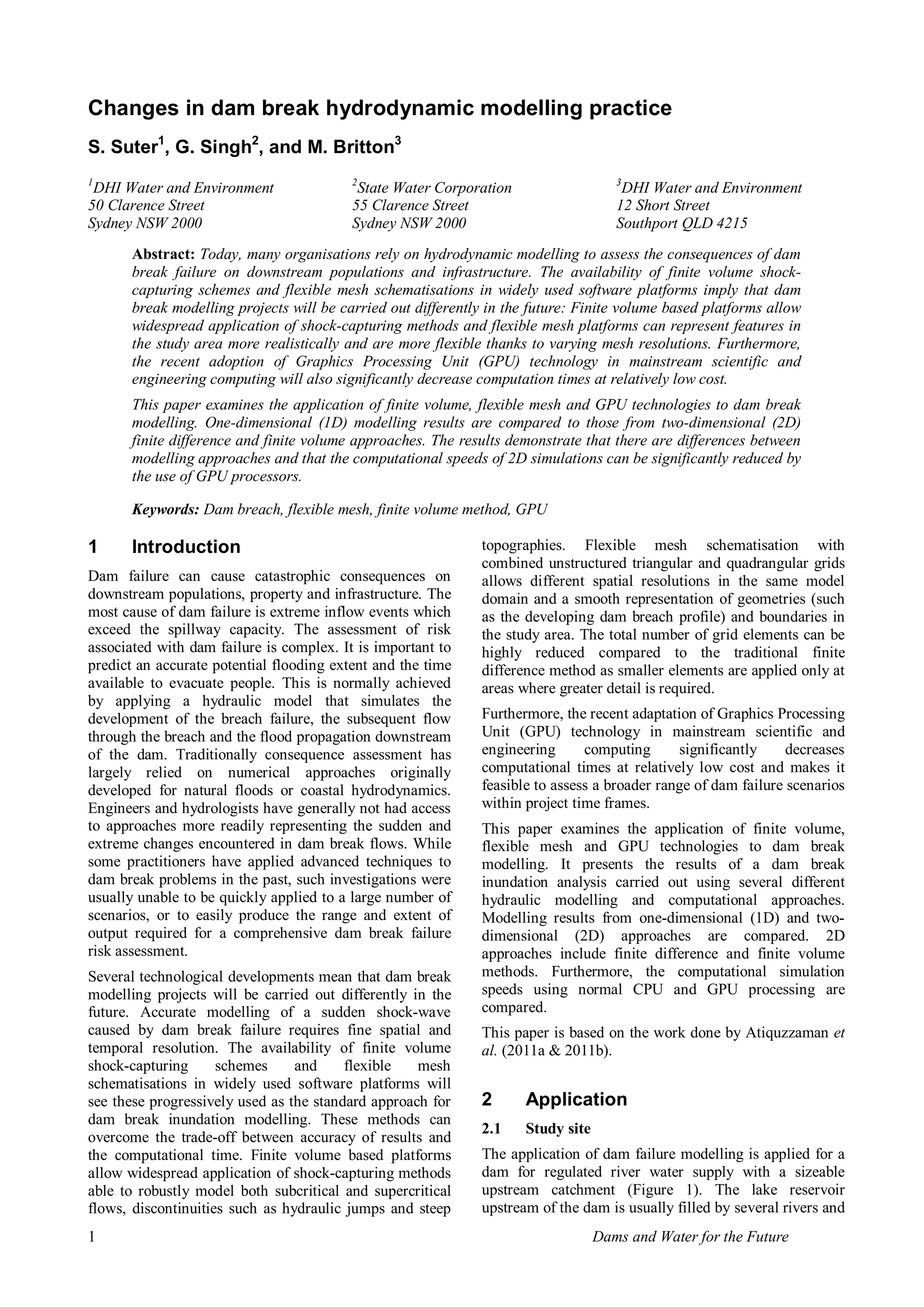 Changes in dam break hydrodynamic modelling practice - Suter et al | PDF