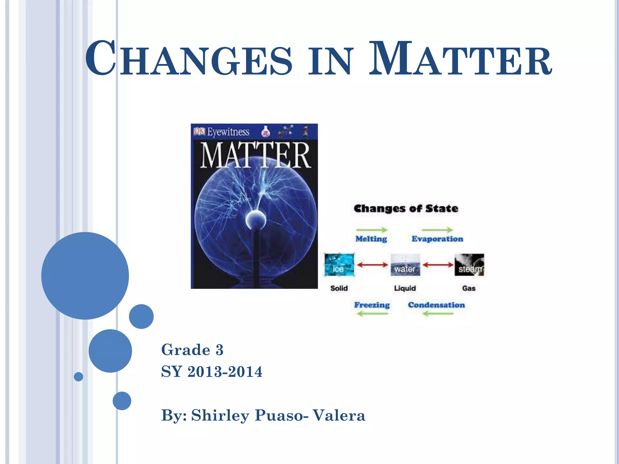 Changes in matter.pptx 20013 2014 ( Physical and chemical change) | PPT