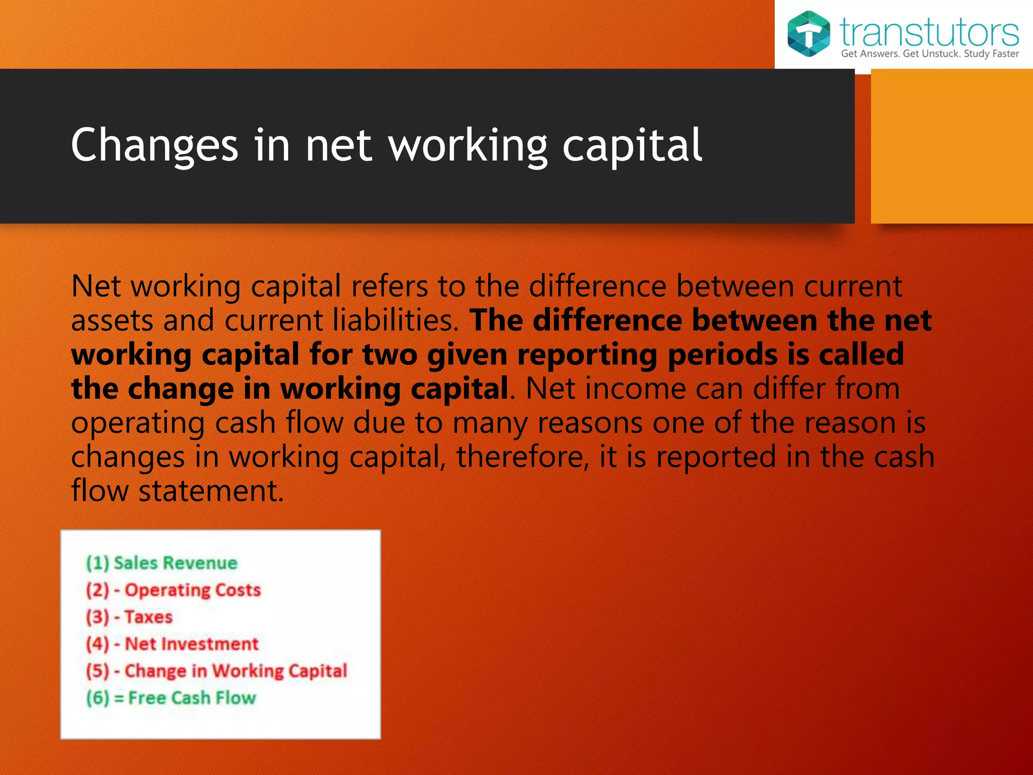 Changes in net working capital | Finance | PPTX
