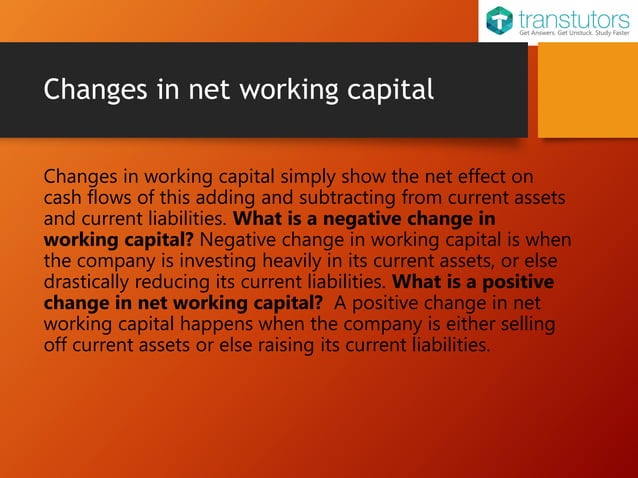 Changes in net working capital | Finance | PPTX