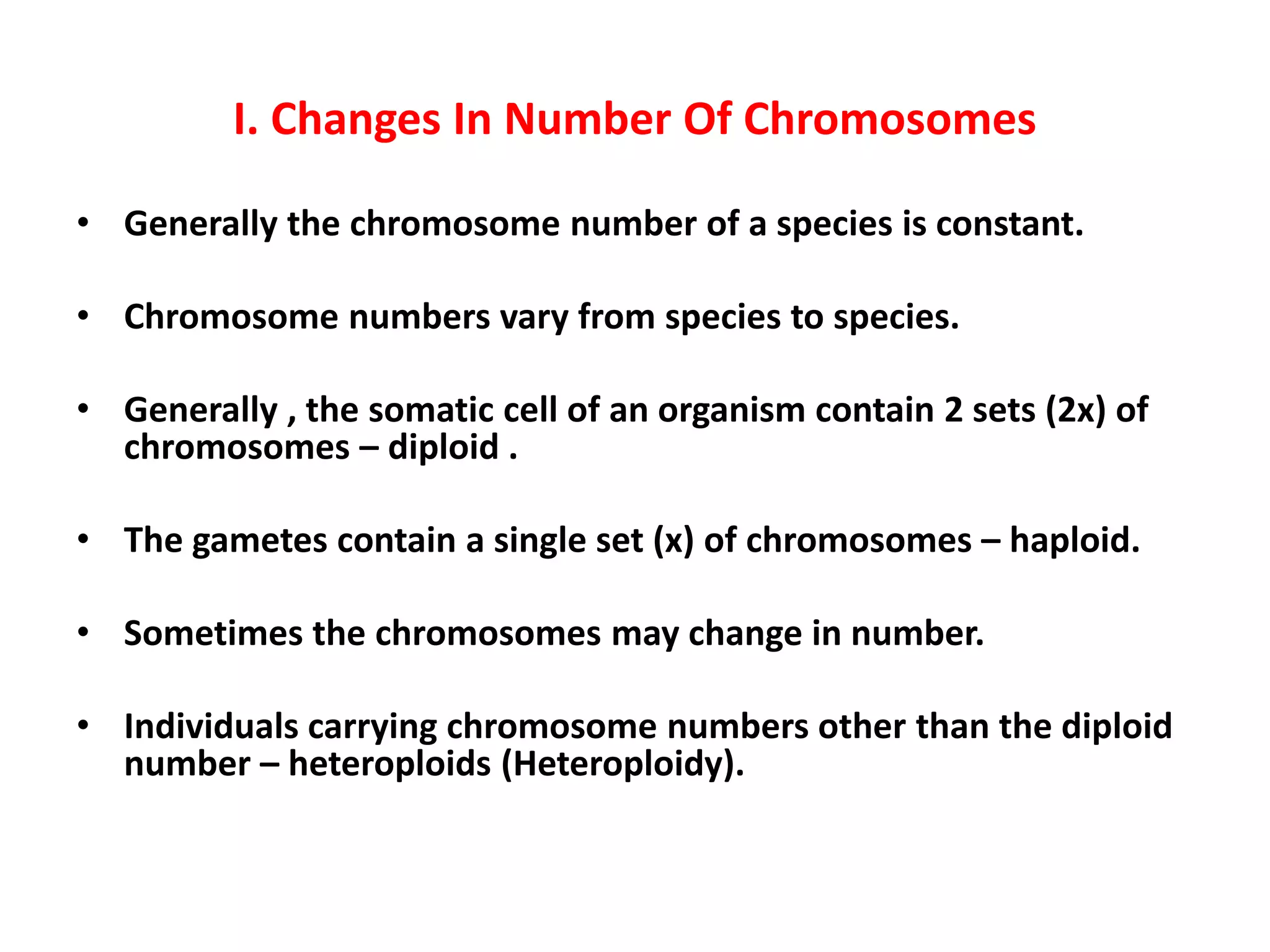 Changes In Number And Structure Of Chromosomes SMG | PPTX