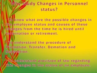 Changes in Personnel Status | PPTX