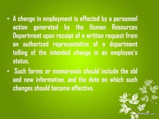 Changes in Personnel Status | PPTX