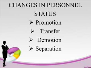 Changes in Personnel Status by: Carla Santos | PPTX