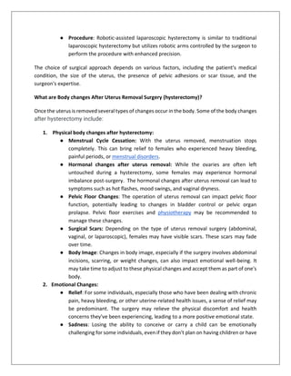 Changes in The Body After Uterus Removal | PDF