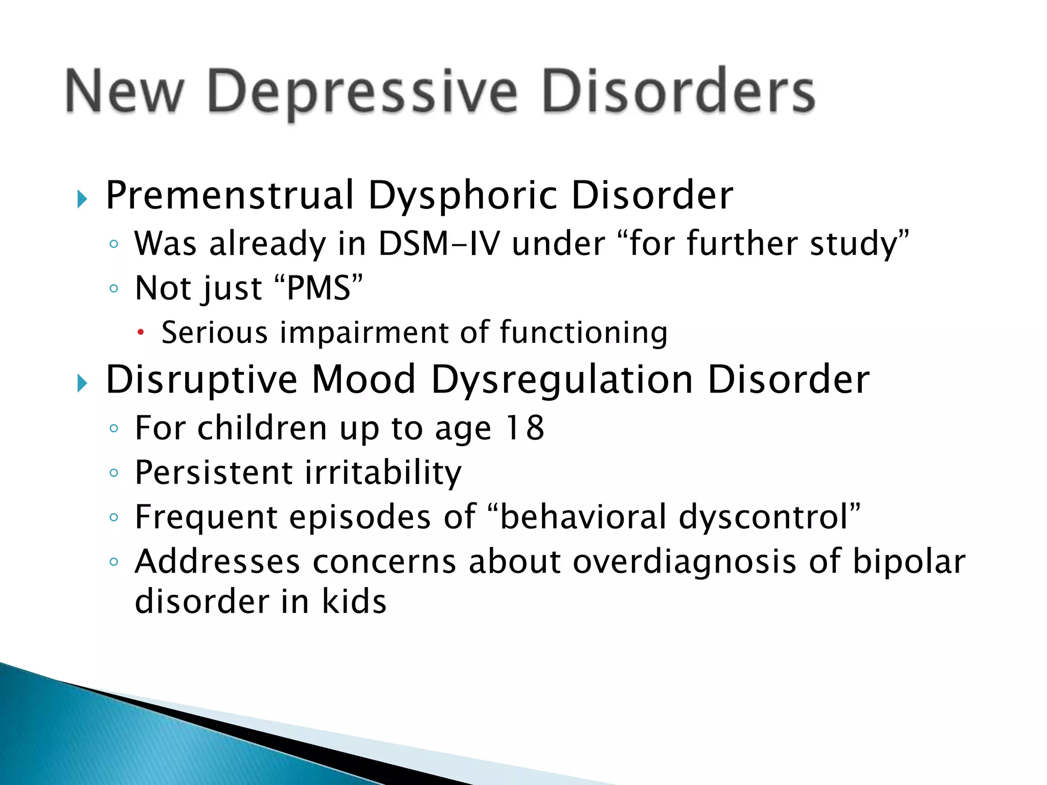 Changes in the dsm 5 mood disorders | PPT