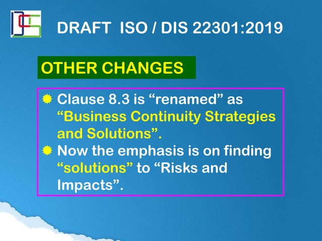 Future ISO 22301 - BCM Requirements | PPT