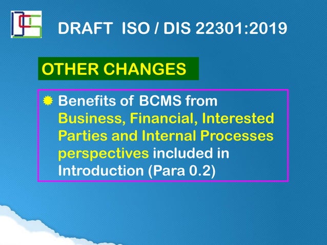 Future ISO 22301 - BCM Requirements | PPT
