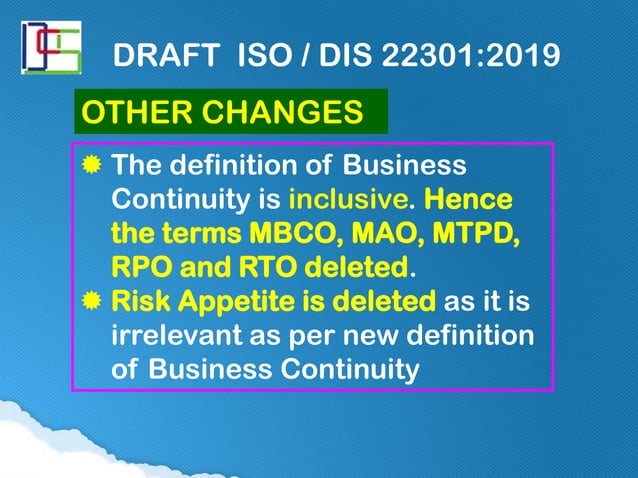 Future ISO 22301 - BCM Requirements | PPT