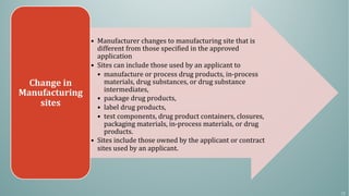 Changes to an approved NDA and ANDA Regulatory considerations for ...