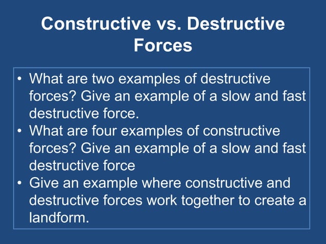 Changes to Surface of Earth Review constructiveanddestructiveforces ...