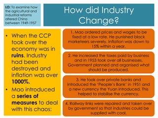 Changes Under Mao - Agriculture & Industry | PPTX