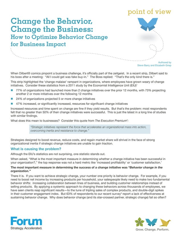 Change the behavior change the business | PDF
