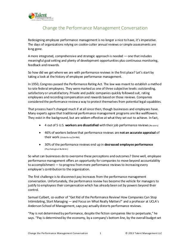 Change the performance management conversation