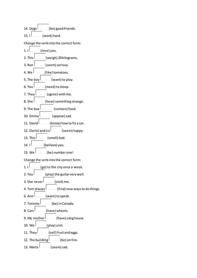 Change the verb into the correct form | DOCX