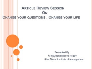 Change your questions change your life (Book Review) | PPTX