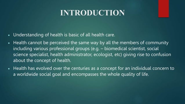 CHANGING CONCEPT OF HEALTH.pptx | Holistic Health | Alternative Medicine