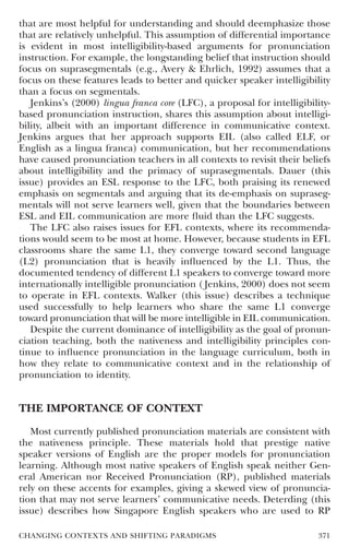 Changing Contexts And Shifting Paradigms In Pronunciation Teaching | PDF