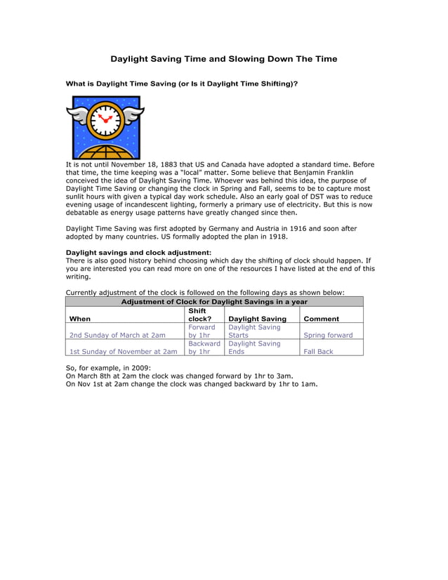 Changing daylight saving time slowing down the time- with pictures | PDF