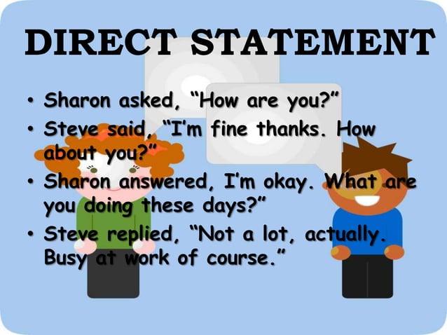 Changing direct statements to reported statements | PPTX