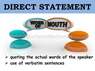 Changing direct statements to reported statements | PPTX