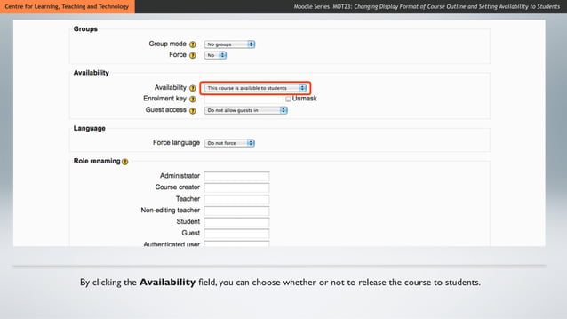 Changing display format of course outline and setting availability | PDF