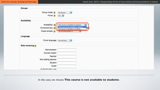 Changing display format of course outline and setting availability | PDF