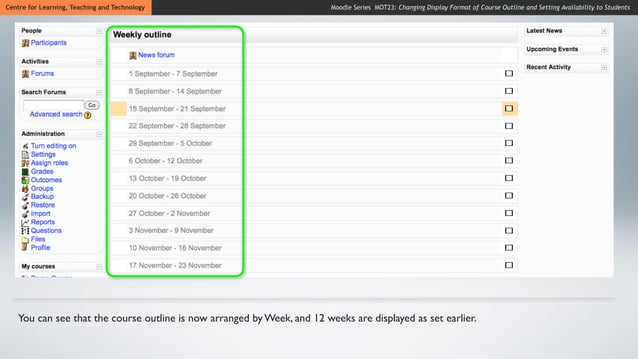 Changing display format of course outline and setting availability | PDF