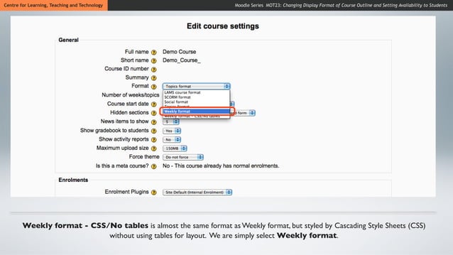 Changing display format of course outline and setting availability | PPT | Free Download