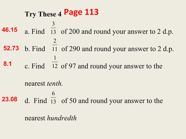 Changing Fractions Fractional Parts | PPT