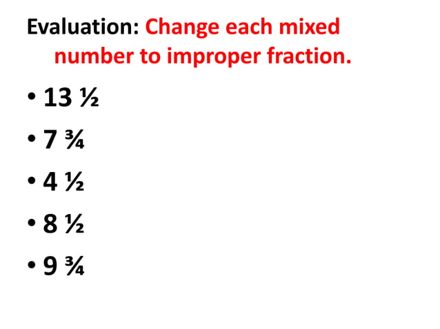 Changing improper fractions to mixed forms and vice | PPTX | Food & Drink