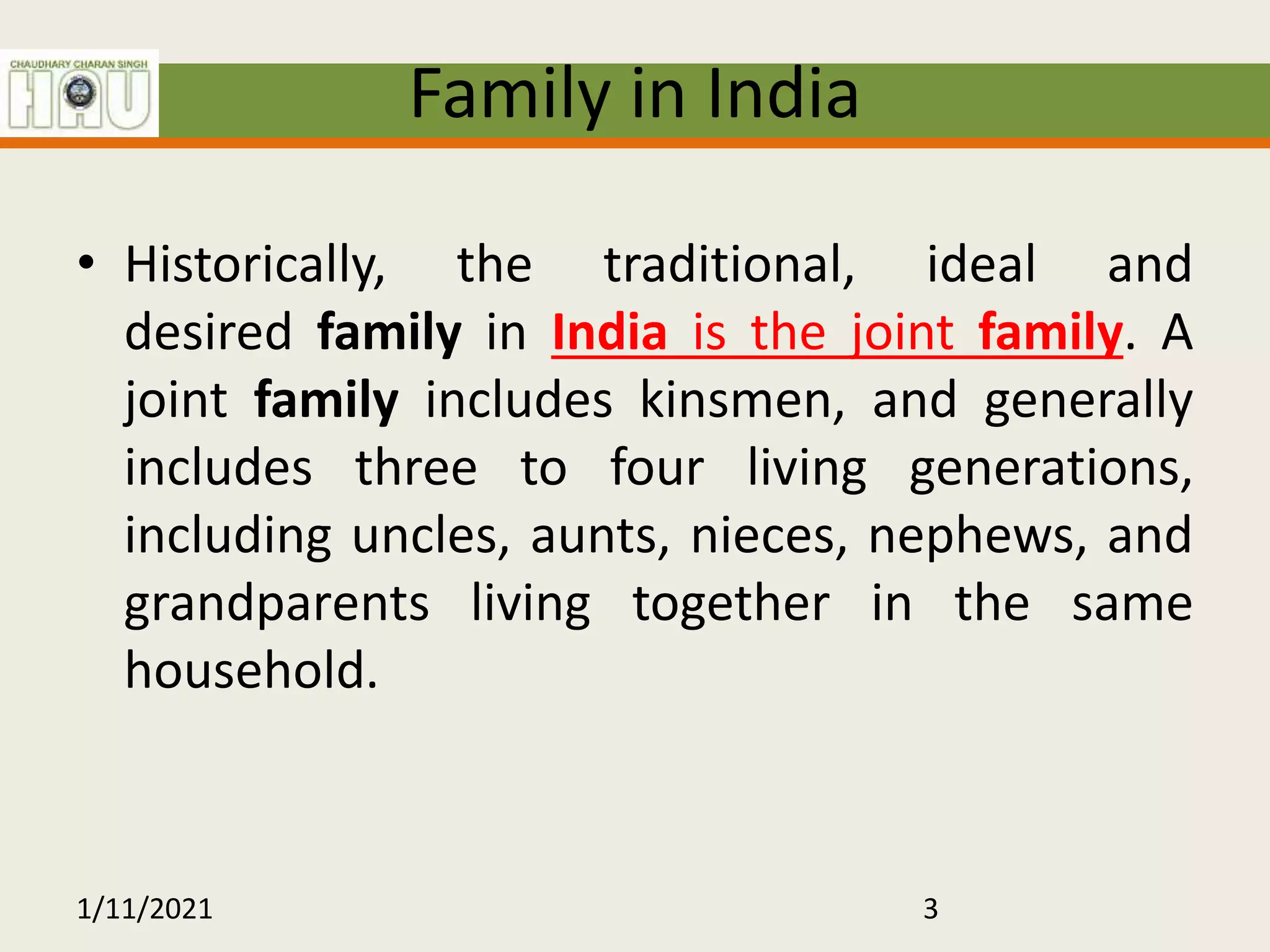 Changing indian family patterns; approaches to family studies nature ...