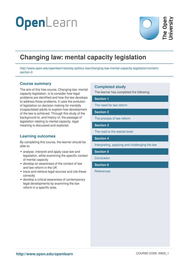 Changing law mental capacity legislation | PDF