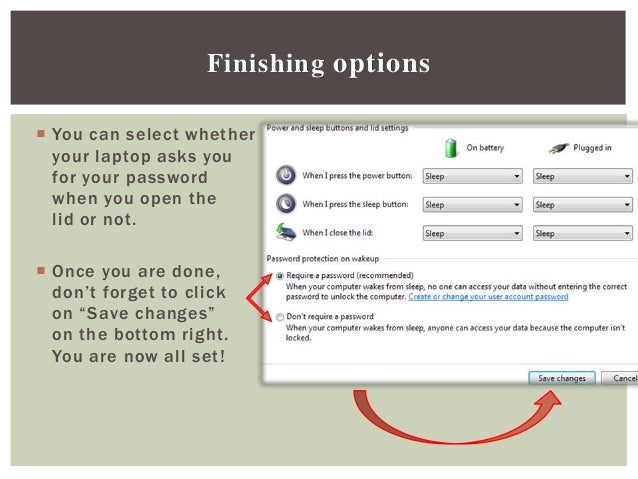 Changing lid closing options on Windows 7