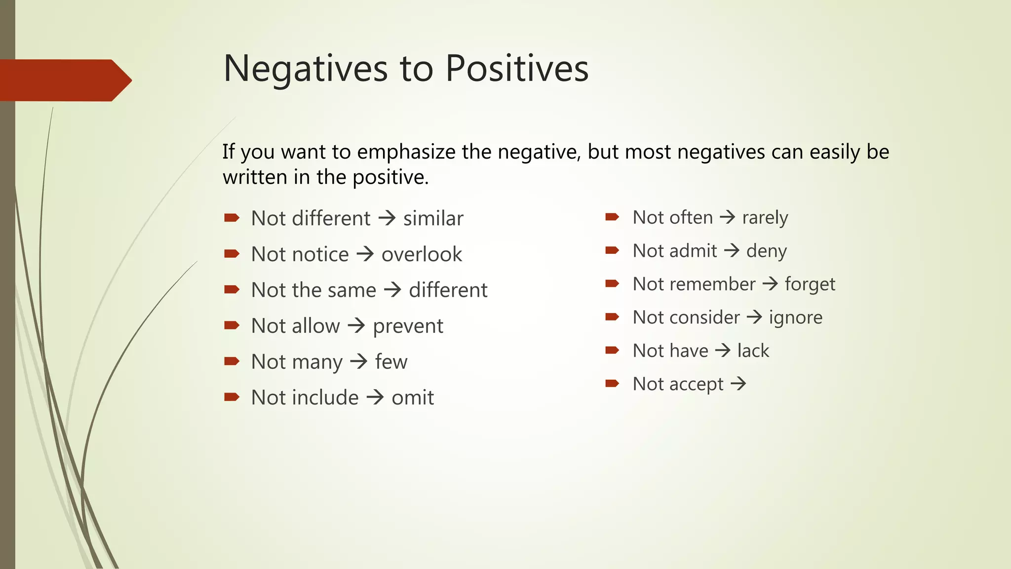 Changing negatives to positives | PPT