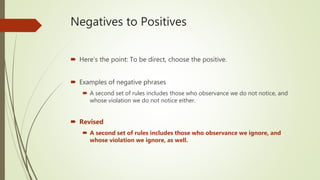 Changing negatives to positives | PPT