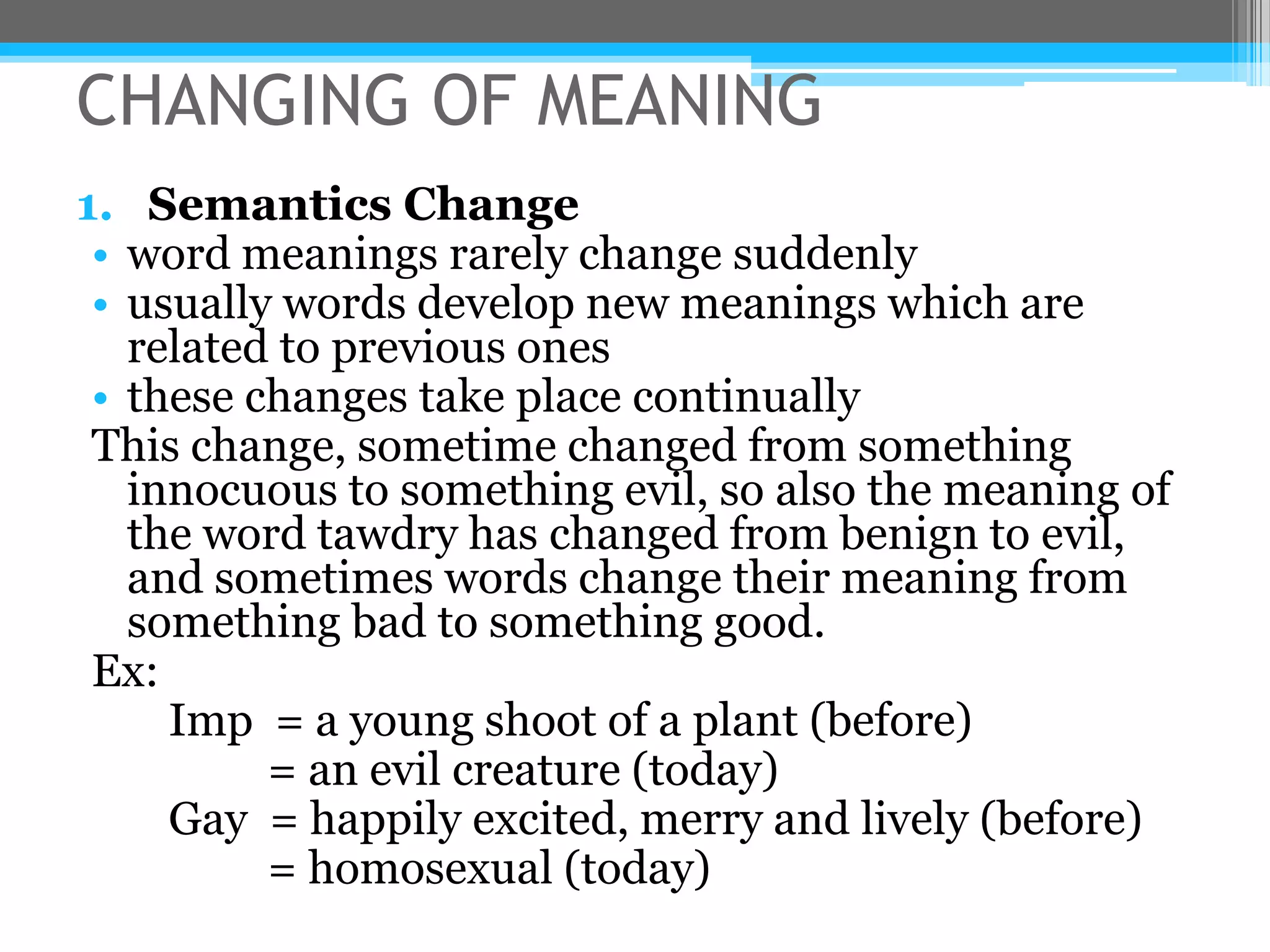 Changing of meaning | PPTX