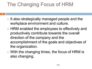 Changing Role Of Human Resource Management | PPTX