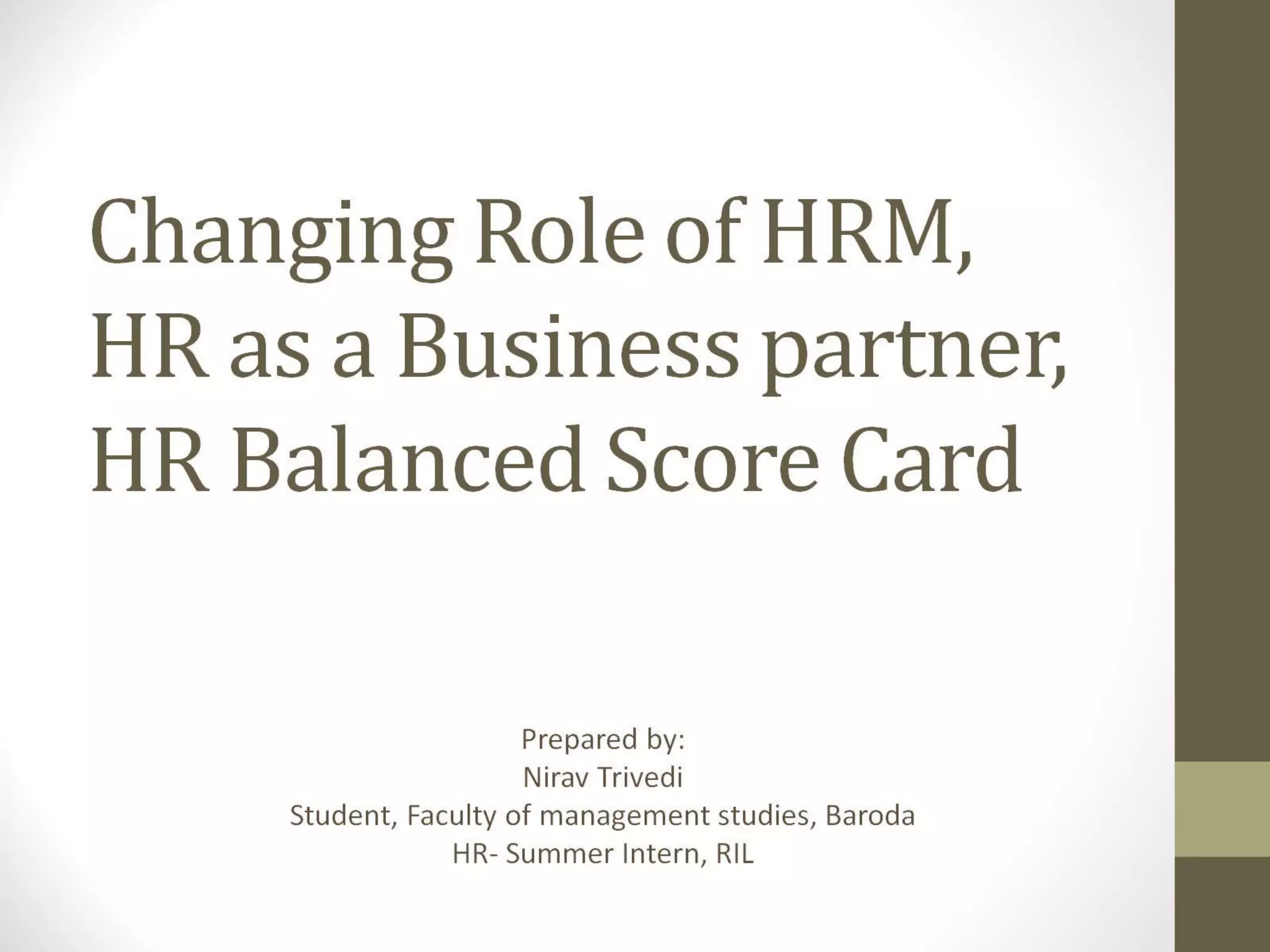 Changing role of hrm,hr as a business partner | PDF