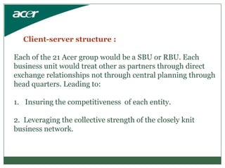 Changing the course at acer ..case study | PPTX