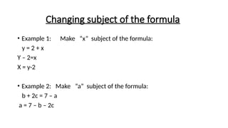 Changing the subject for a given formula | PPTX