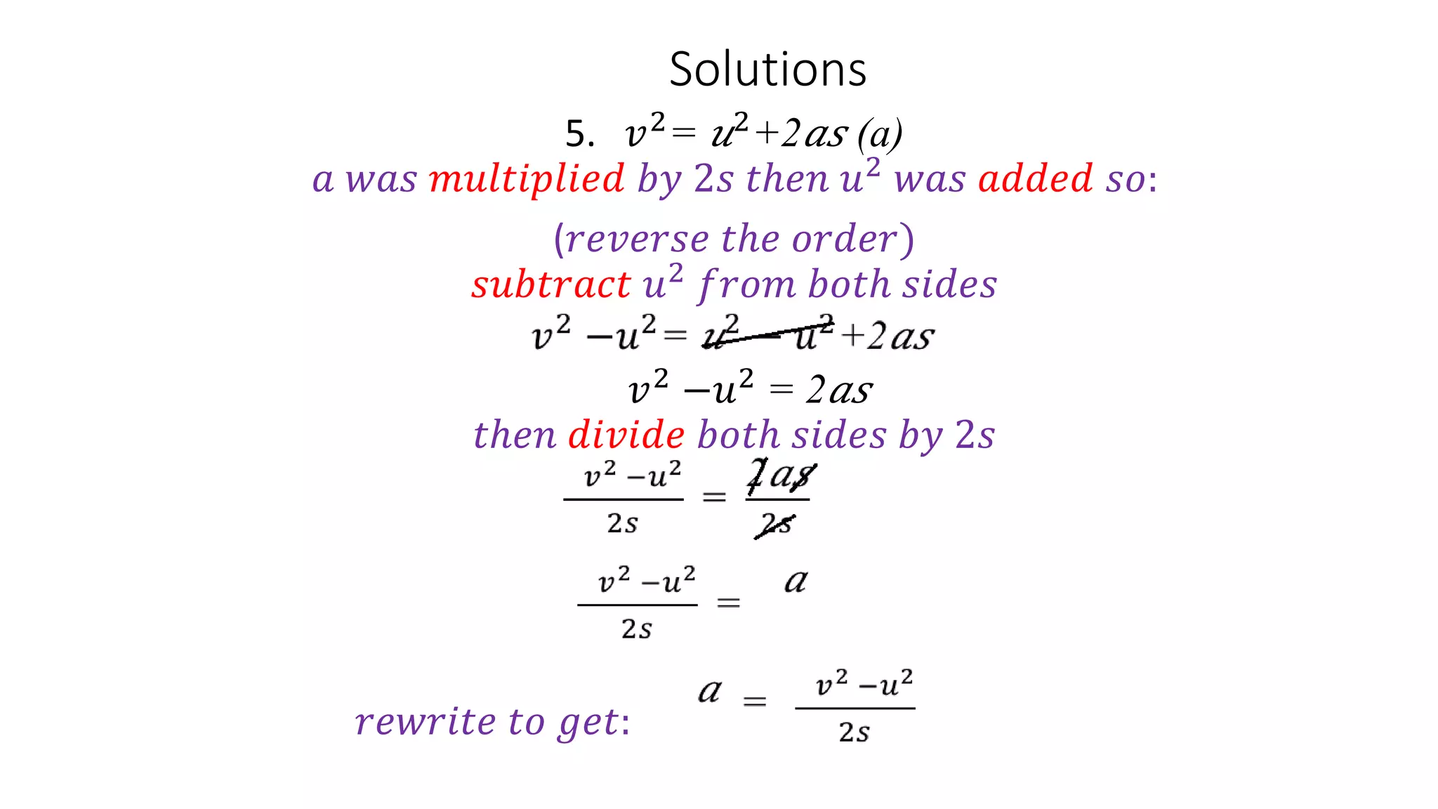 Changing the subject of a formula (Simple Formulae) | PPTX