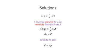 Changing the subject of a formula (Simple Formulae) | PPTX