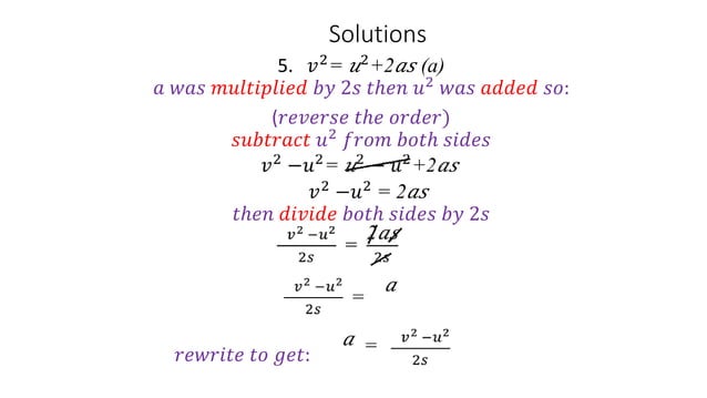 Changing the subject of a formula (Simple Formulae) | PPTX | Physics ...
