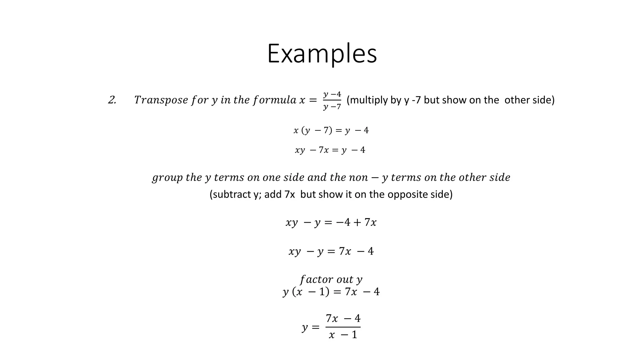 Changing the subject of a formula (grouping like terms and factorizing ...
