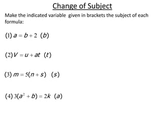 FCA GCSE changing the subject | PPT