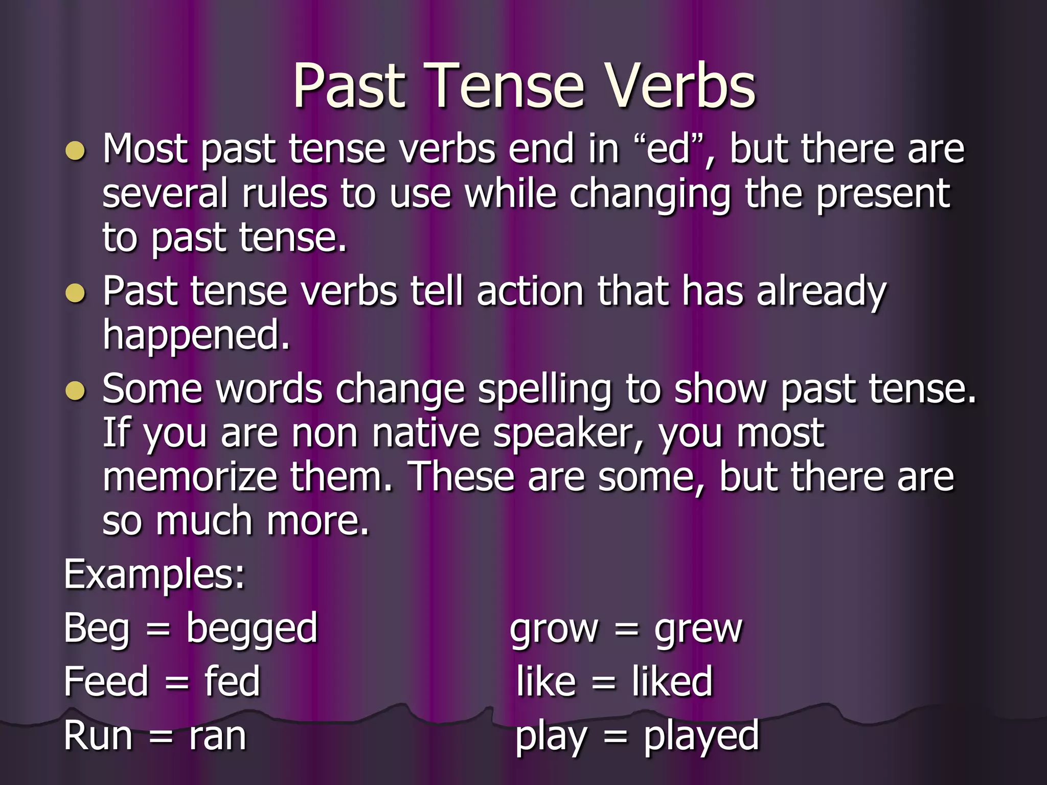 Changing verbs present past future | PPTX