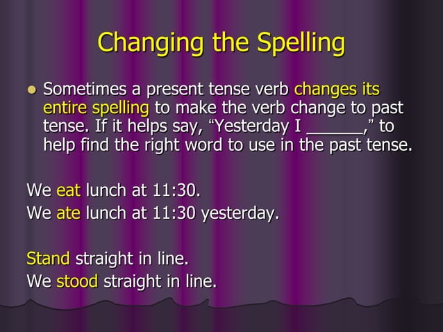 Changing verbs present past future | PPT