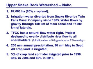 Changing water balances in and irrigated watershed | PPTX