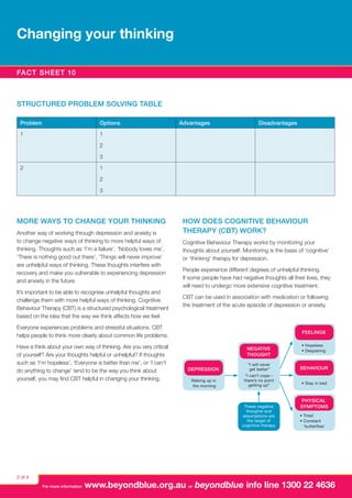 Changing your thinking cognitive behaviour therapy | PDF